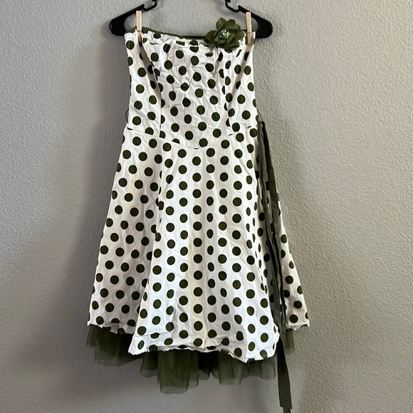 Ruby Rox | Dresses | Ruby Rox Strapless Olive Green White Polka Dot ...